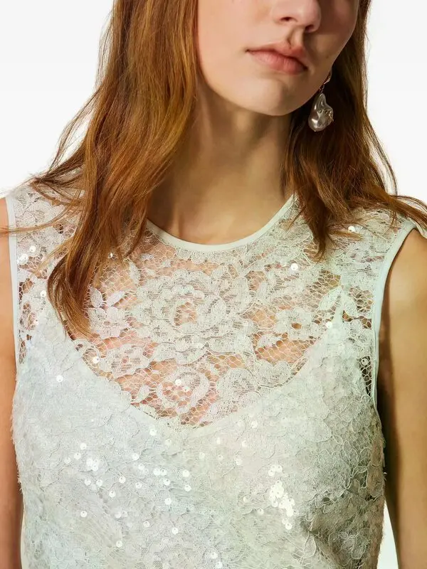 TWINSET Sequin Embellished Lace Mini Dress