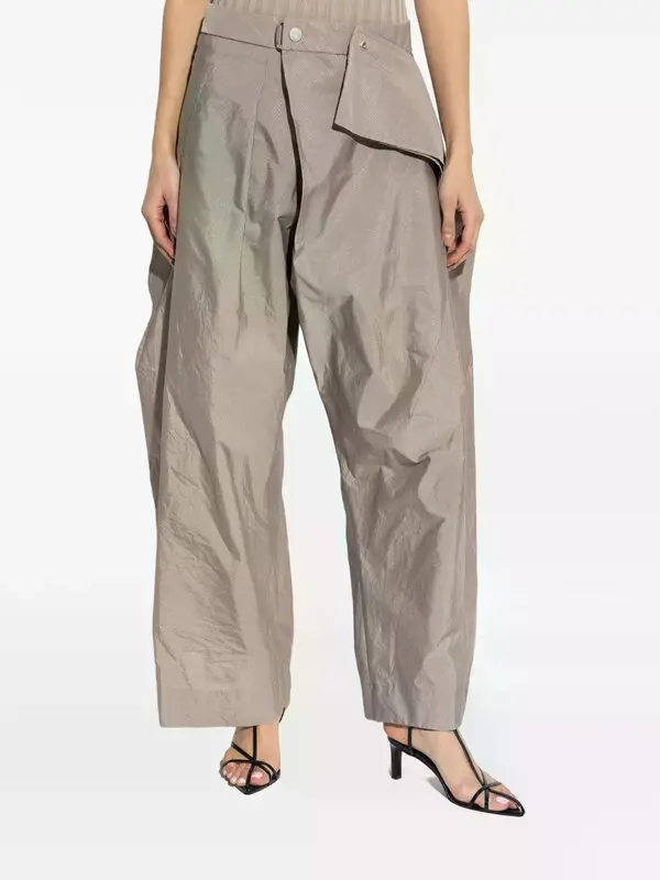 Issey Miyake Asymmetrical Folded Detail Wide Leg Trousers - Neutrals