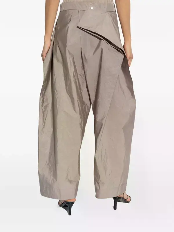 Issey Miyake Asymmetrical Folded Detail Wide Leg Trousers - Neutrals
