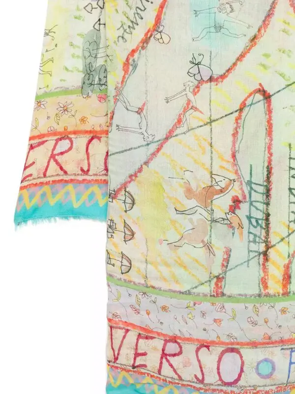 Faliero Sarti New Forte Dei Marmi Fringed Printed Scarf - Blue