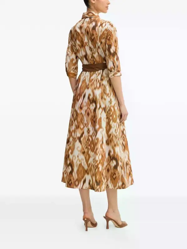 Luisa Spagnoli Patterned Shirt Dress With Tie Belt