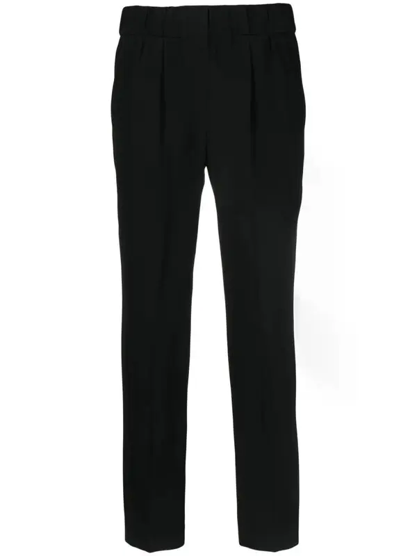 Brunello Cucinelli Silk Blend Cropped Trousers - Black