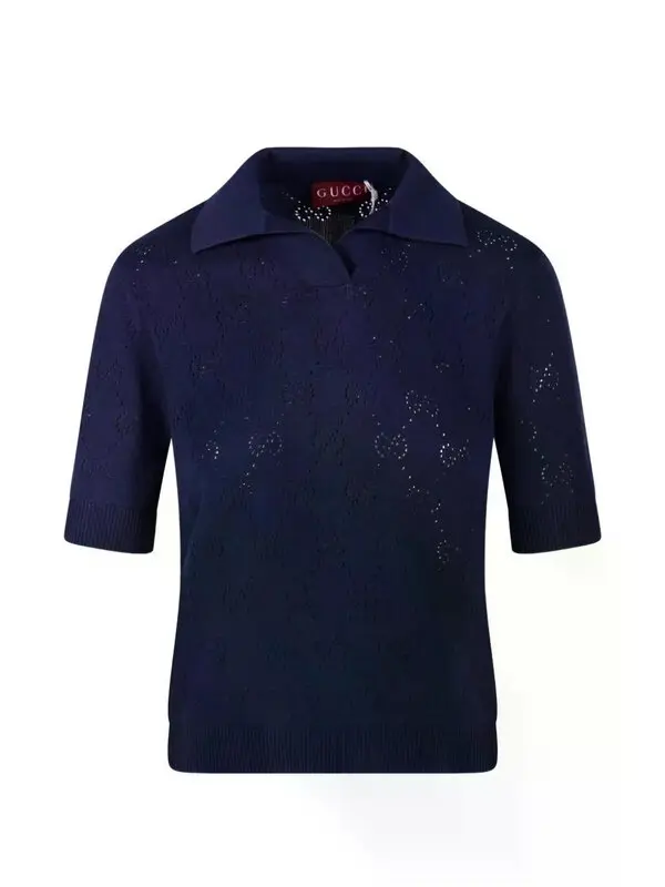 Gucci Gg Pointelle Polo Top - Blue