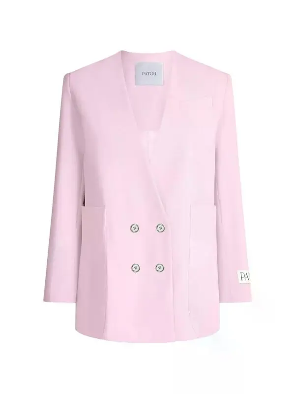 PATOU Double-breasted Collarless Blazer