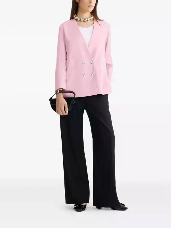 PATOU Double-breasted Collarless Blazer