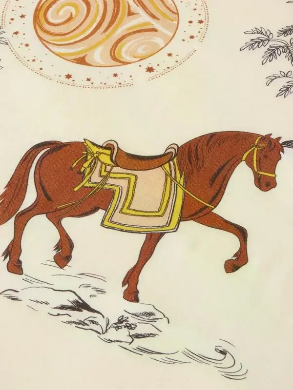 Shanghai Tang Horse Graphic Scarf - Neutrals