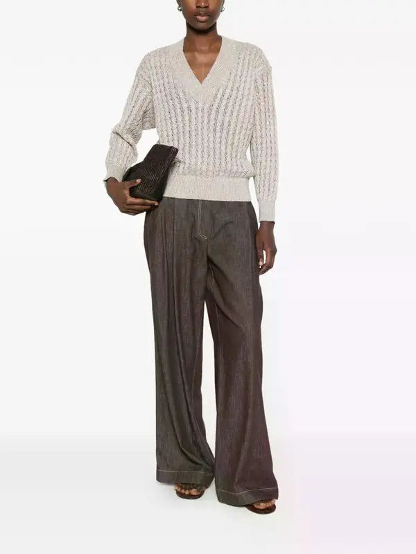 Brunello Cucinelli Sequin Embellishment V-neck Sweater
