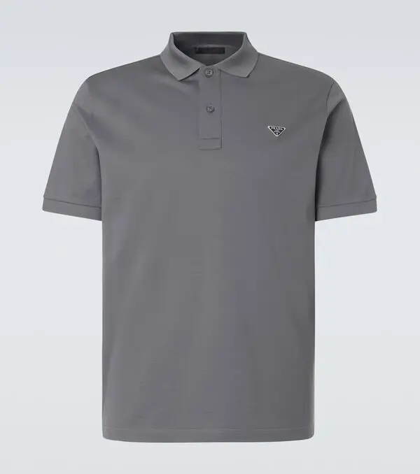 Prada Cotton Pique Polo Shirt - Grey