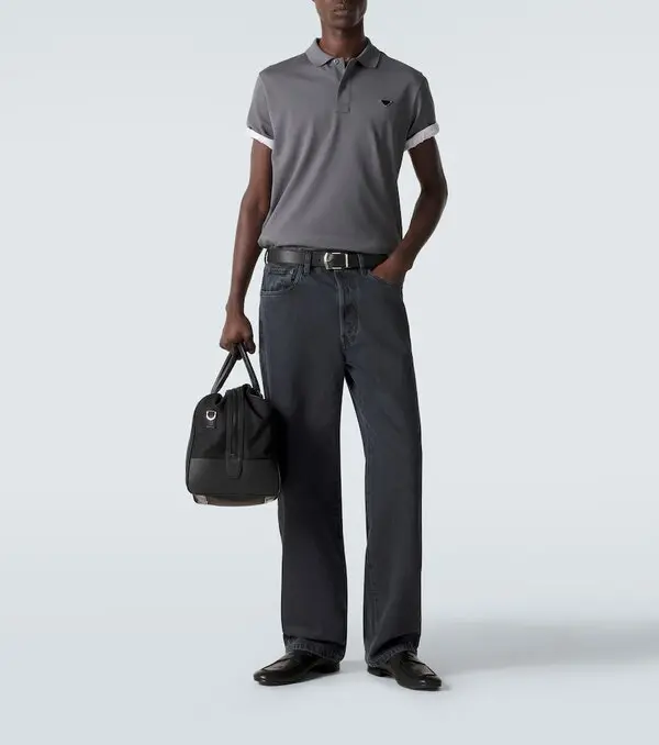 Prada Cotton Pique Polo Shirt - Grey