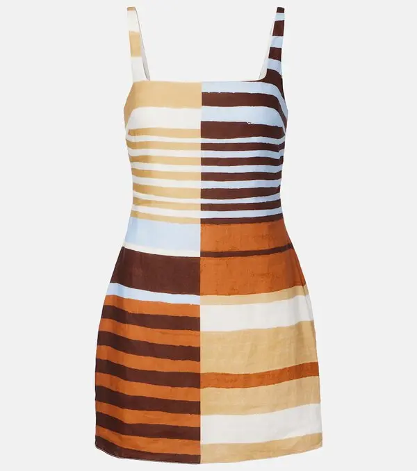 CALA DE LA CRUZ Siela Striped Linen Mini Dress - Multicoloured