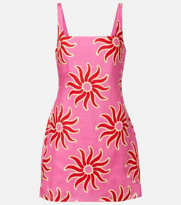 CALA DE LA CRUZ Printed Linen Mini Dress - Multicoloured