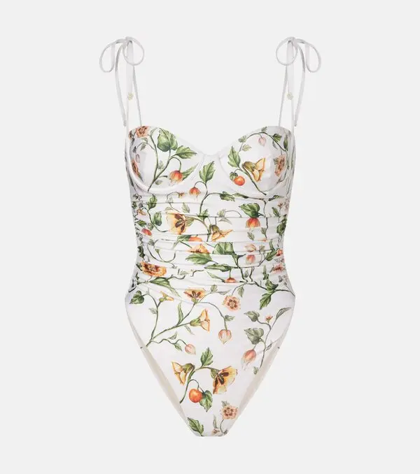 Agua Bendita Floral Print One-piece Swimsuit - White