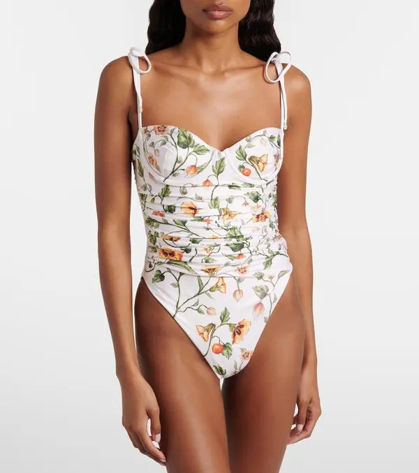 Agua Bendita Floral Print One-piece Swimsuit - White