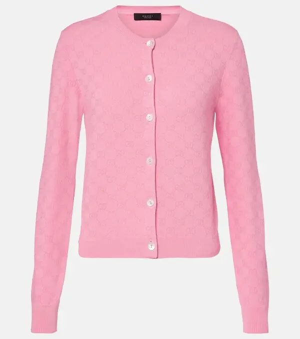 Gucci Gg Jacquard Cardigan - Pink