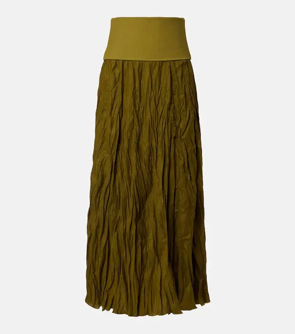 Johanna Ortiz Linen-blend Maxi Skirt - Green