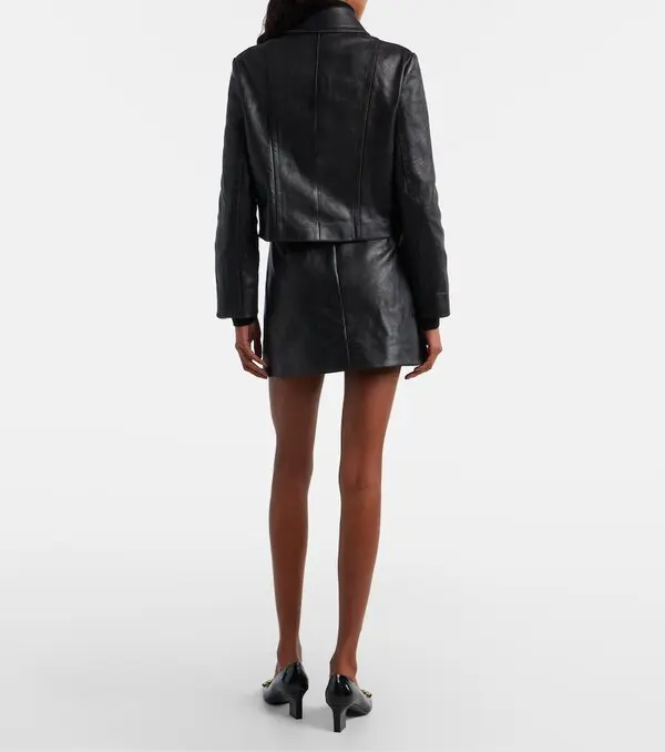 Gucci Double G Leather Mini Skirt