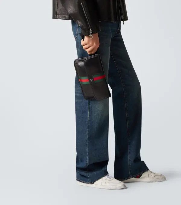 Gucci Web Trademark Small Leather Belt Bag