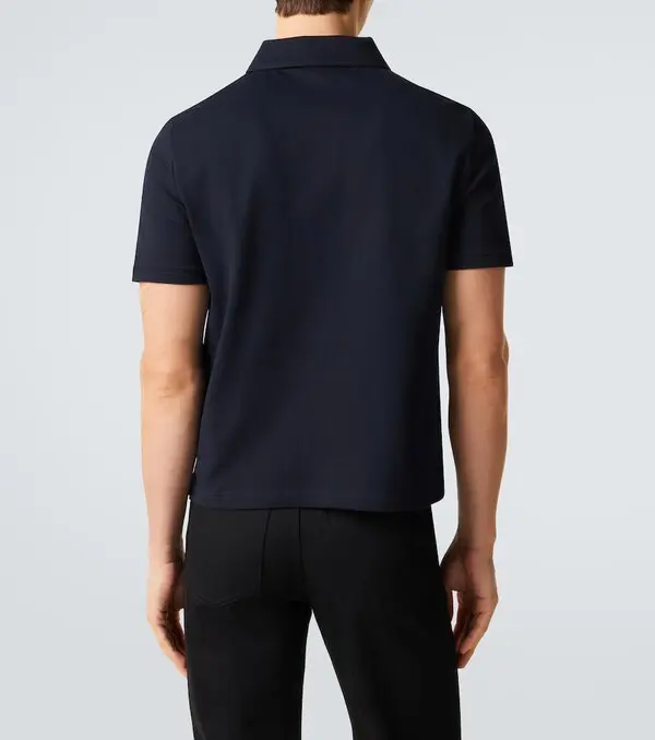 Gucci Logo Cotton Pique Polo Shirt - Blue