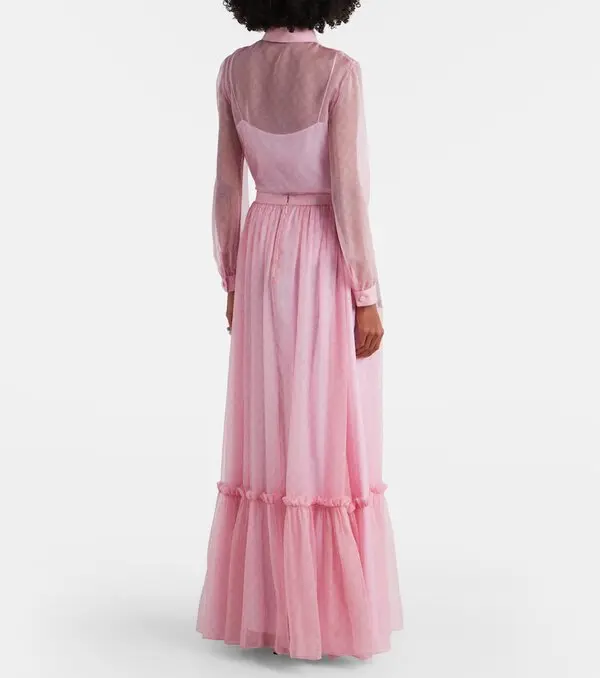Gucci Gg Printed Silk Chiffon Maxi Skirt In Satin Sugar