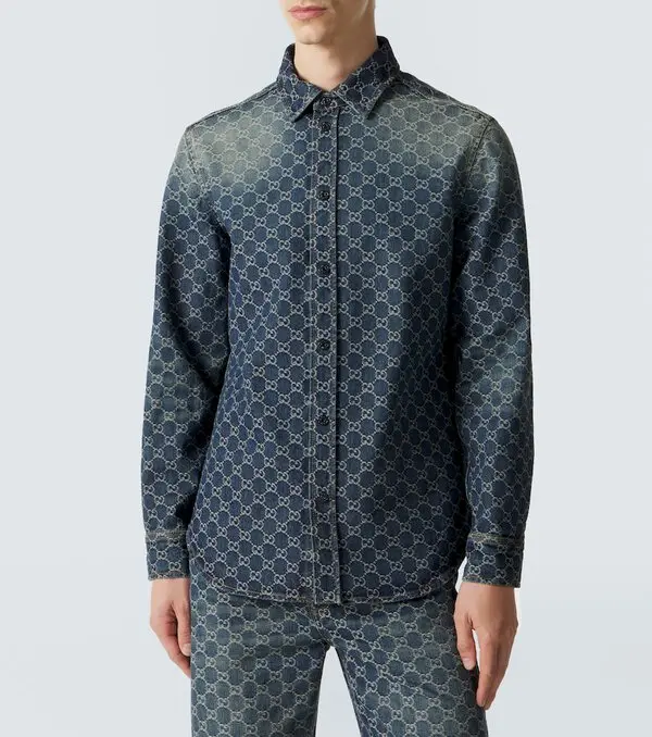 Gucci Gg Denim Jacquard Shirt