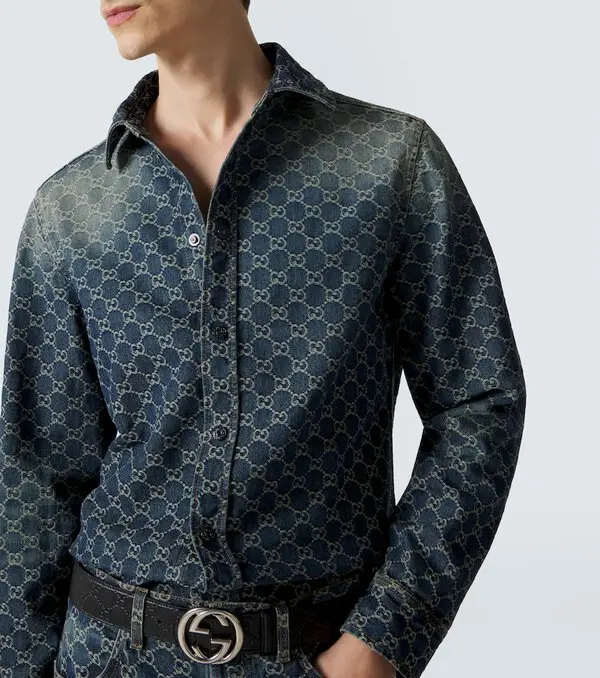 Gucci Gg Denim Jacquard Shirt