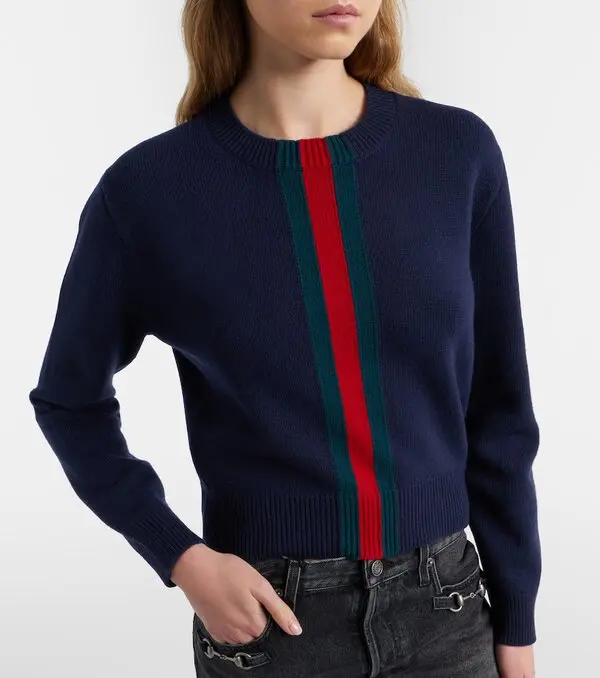 Gucci Web Stripe Wool Crewneck Sweater