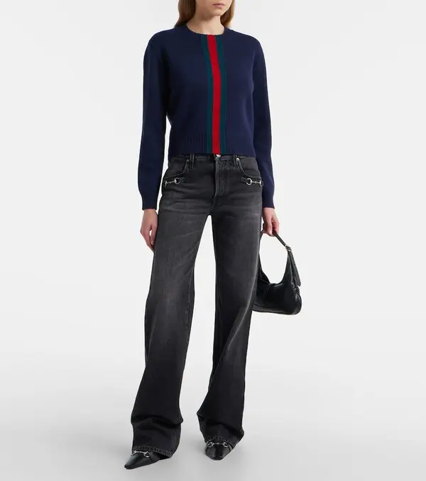 Gucci Web Stripe Wool Crewneck Sweater