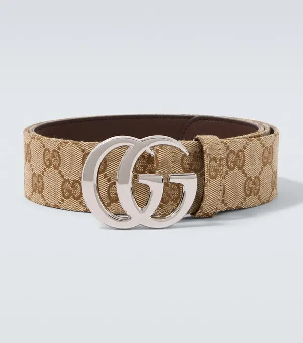 Gucci Marmont Gg Canvas Belt - Beige