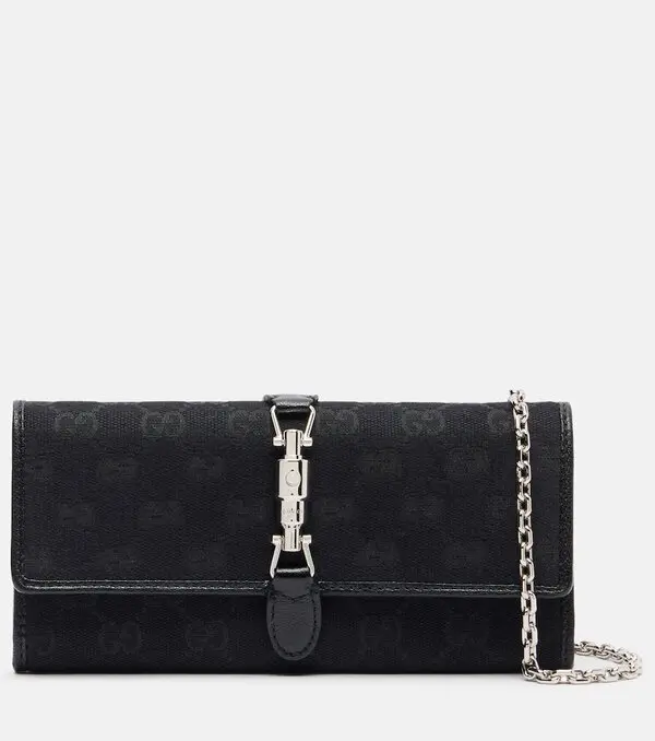 Gucci Jackie Gg Canvas Clutch - Black