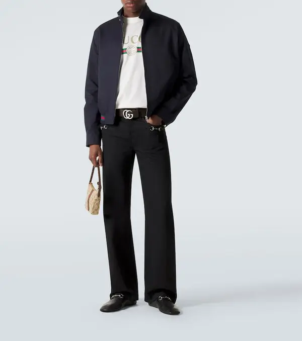 Gucci Web Stripe Cotton Twill Bomber Jacket