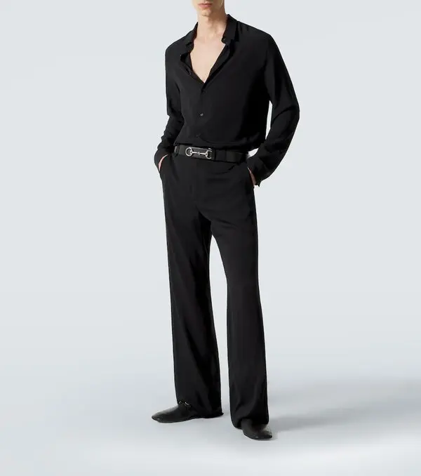 Gucci Silk Satin Georgette Wide-leg Trousers