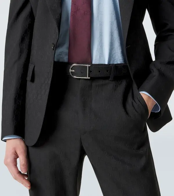 Gucci Gg Canvas Belt With Silver-tone Hardware