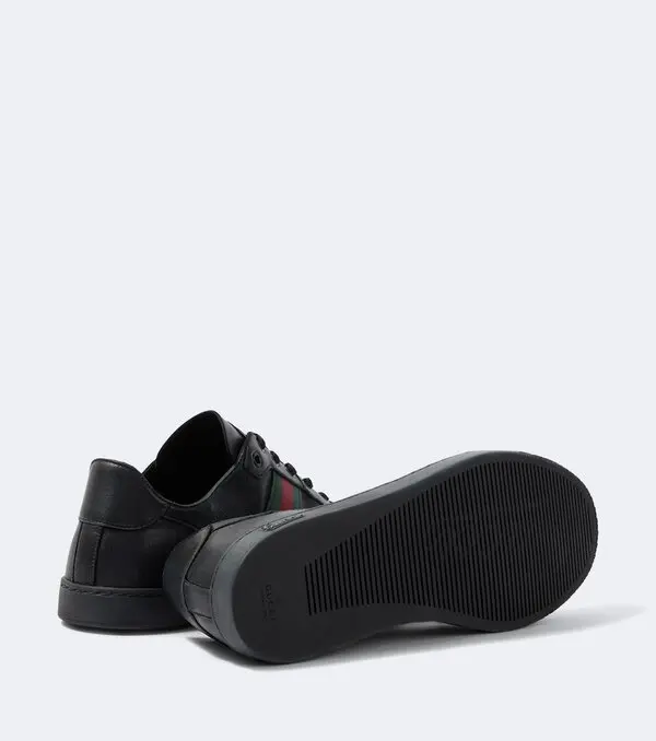 Gucci Stretch Web Stripe Leather Sneakers