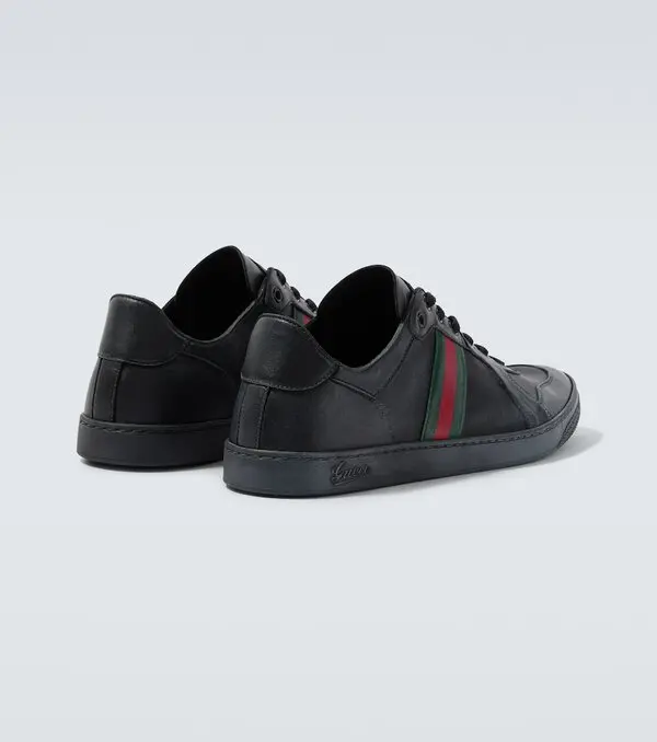 Gucci Stretch Web Stripe Leather Sneakers