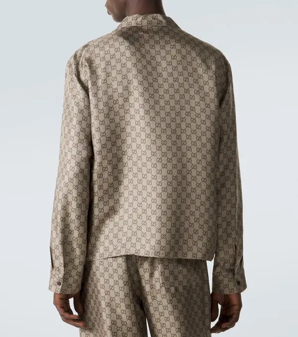 Gucci Gg Printed Silk Twill Shirt