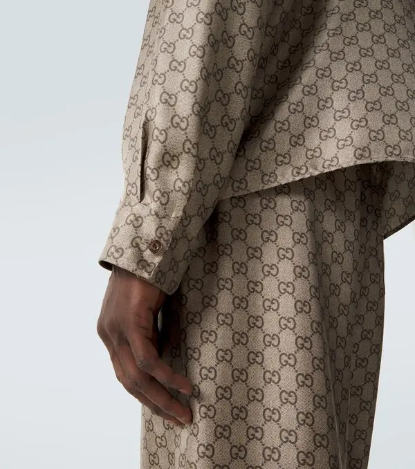 Gucci Gg Printed Silk Twill Shirt