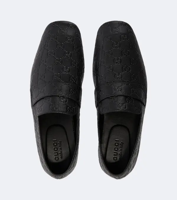 Gucci Gg Embossed Leather Loafers
