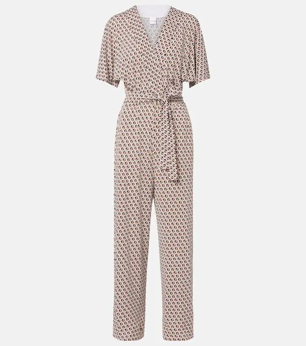Max Mara Belted Printed Jumpsuit - Beige