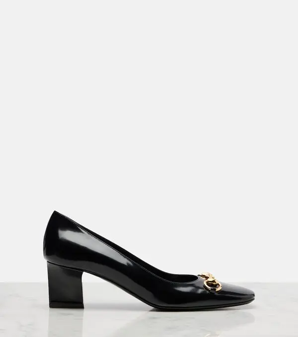 Gucci Signora 55 Horsebit Leather Pumps