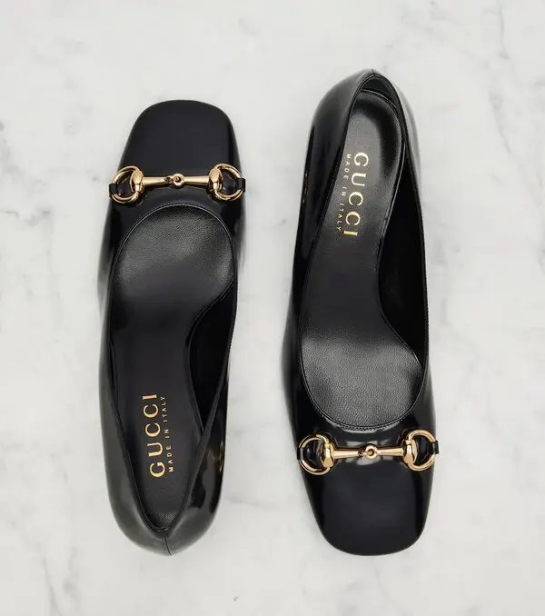Gucci Signora 55 Horsebit Leather Pumps