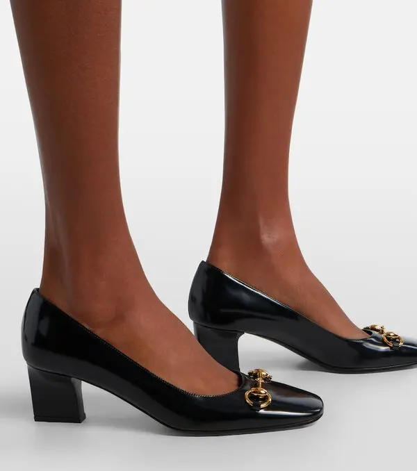 Gucci Signora 55 Horsebit Leather Pumps
