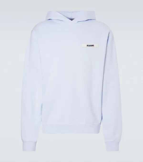 Jacquemus Grosgrain Logo Cotton Hoodie - Blue