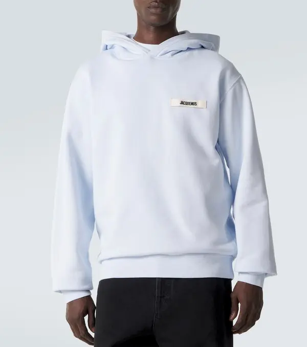 Jacquemus Grosgrain Logo Cotton Hoodie - Blue