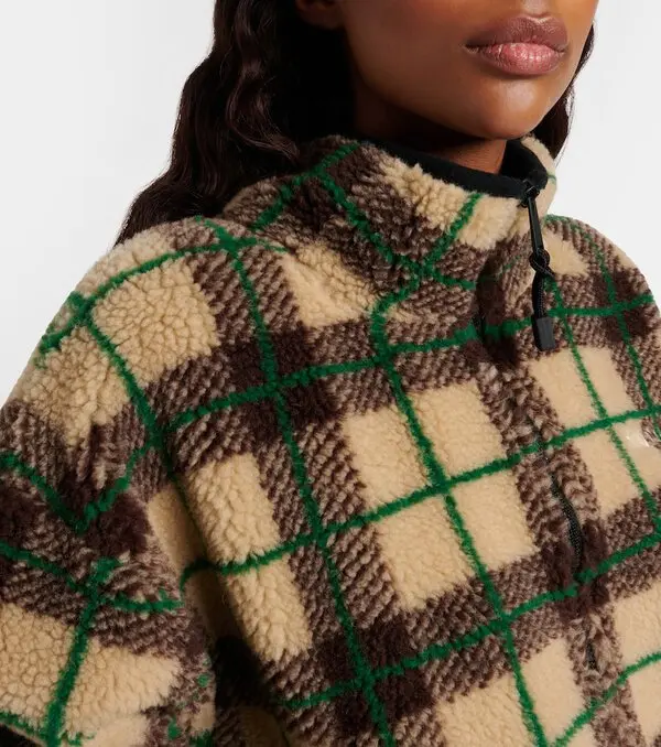 Miu Miu Cropped Plaid Fleece Jacket - Multicoloured
