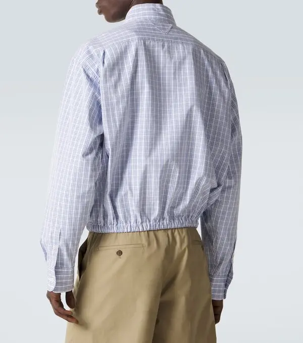 Prada Checked Gathered Cotton Shirt