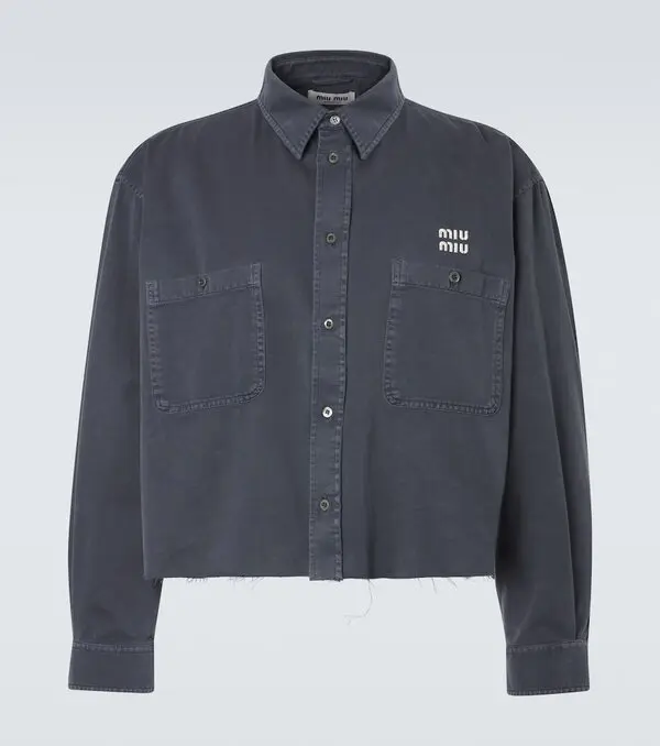 Miu Miu Logo Denim Shirt - Blue