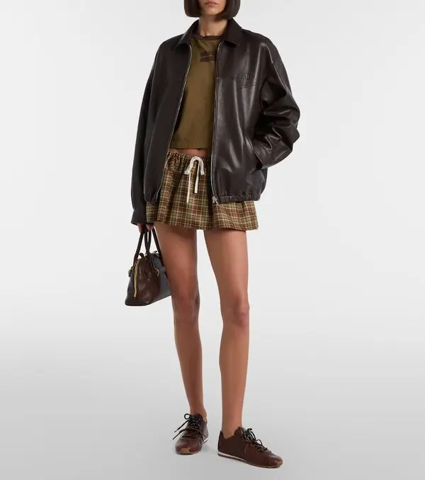 Miu Miu Plume Leather Sneakers - Brown
