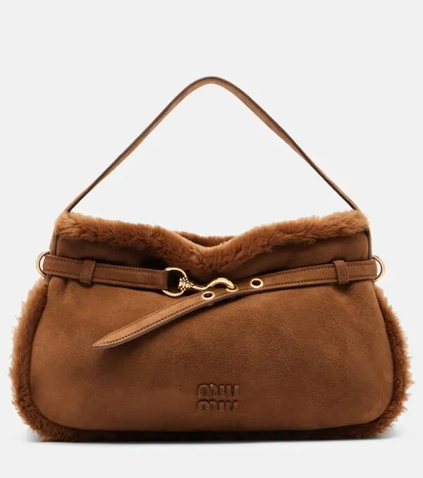 Miu Miu Suede Shoulder Bag - Brown