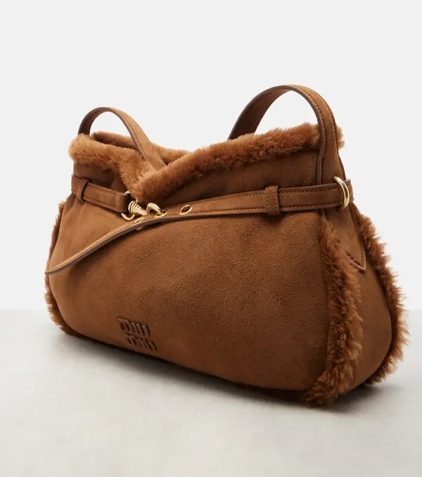 Miu Miu Suede Shoulder Bag - Brown