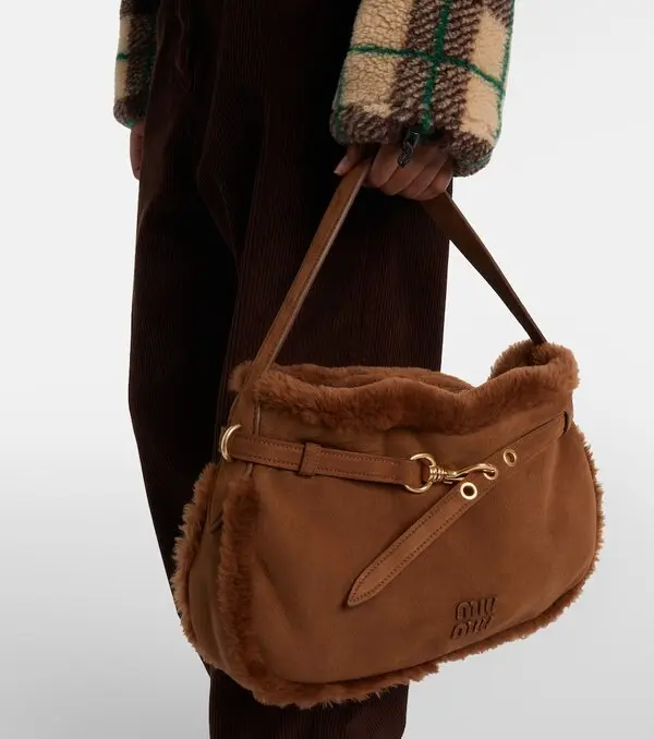 Miu Miu Suede Shoulder Bag - Brown
